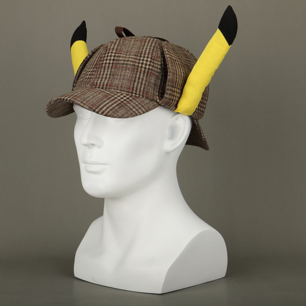 Movie Pokemon Detective Pikachu Cosplay Hats Cute Ears Deerstalker Cap ...